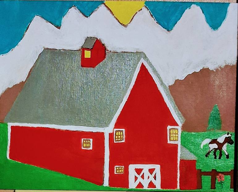 Big Red Barn Painting by Carrie Sullivan | Saatchi Art