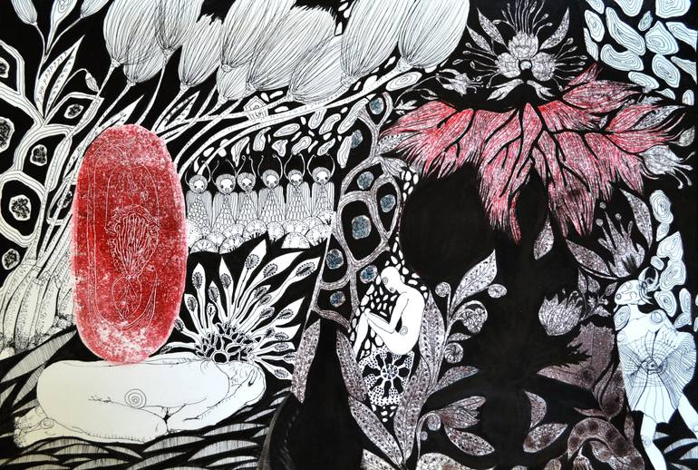 Horror Vacui Drawing by Adriana Vilcu | Saatchi Art