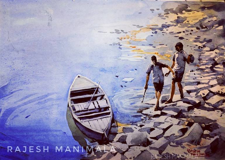 Childhood days Painting by Rajesh Manimala | Saatchi Art