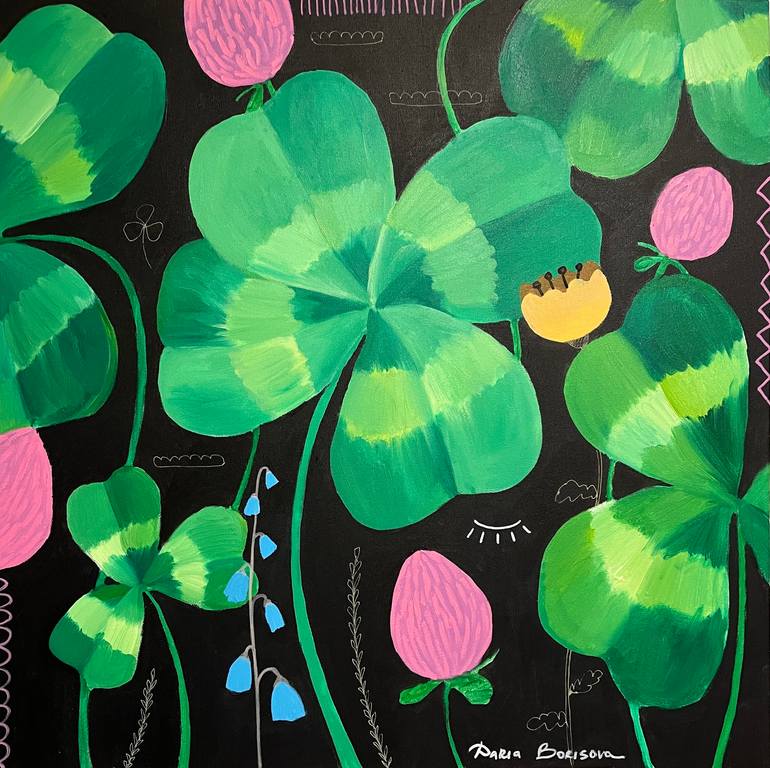 Good Luck. Acrylic on canvas, 30 x 30 x 1in Painting by Daria Borisova ...