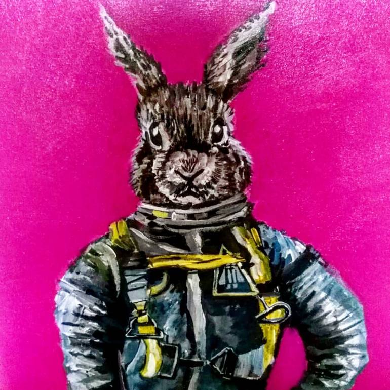 Space Bunny Painting by David An | Saatchi Art