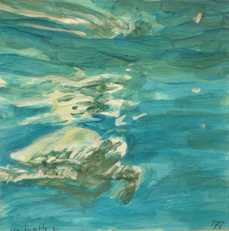 Sea Turtle 2 Painting by Florence Gray-Ybarra | Saatchi Art