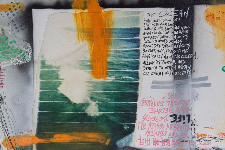 Oceans, mixed media painting dedicated to saving oceans as the main ...