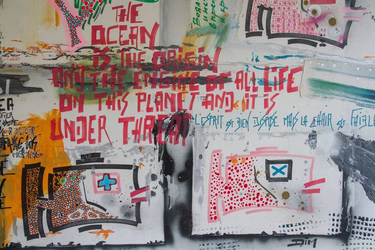 Oceans, mixed media painting dedicated to saving oceans as the main ...