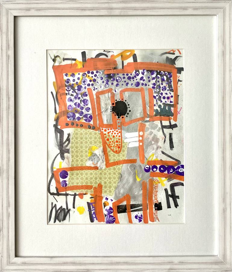 If you were me, abstract mixed media painting on paper, framed with ...