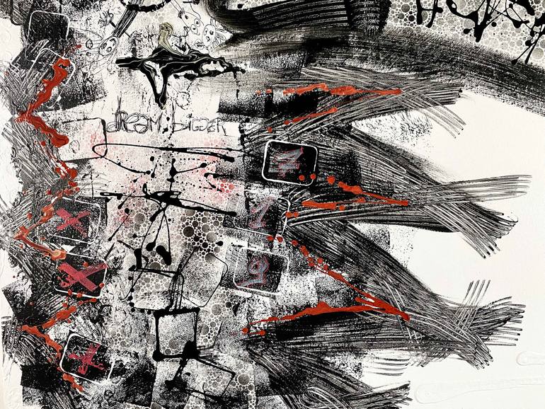 Cell 719, original acrylic expressive painting on canvas, large size ...