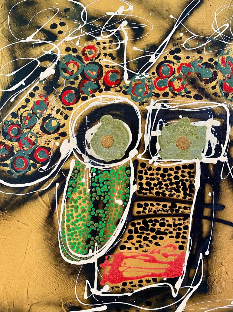 Speak of gold in your heart, acrylic painting on canvas, fancy doggie ...