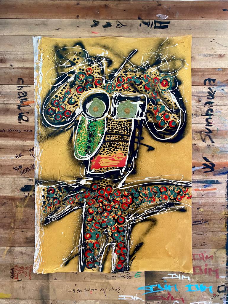 Speak of gold in your heart, acrylic painting on canvas, fancy doggie ...