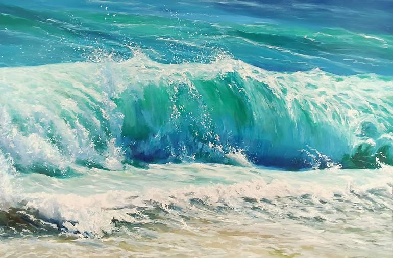 The beauty of the wave Painting by Mantas Naulickas | Saatchi Art