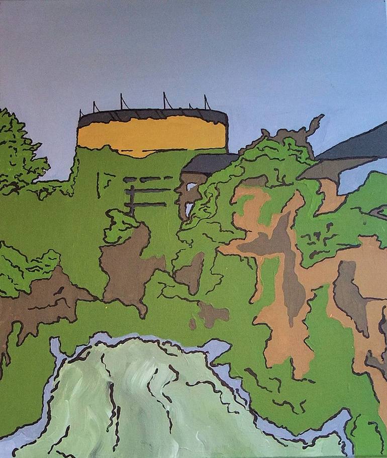 Neepsend Gas Tank Painting by Simon Wright | Saatchi Art