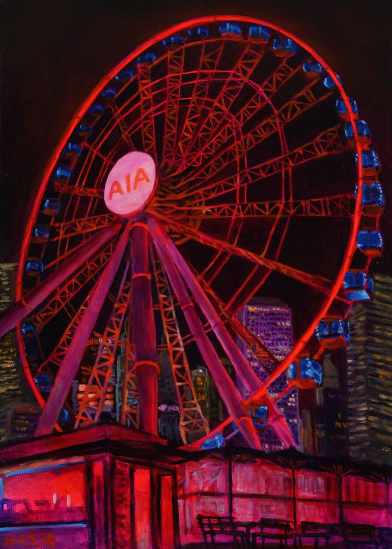 Central Observation Wheel Painting by KC SZE | Saatchi Art
