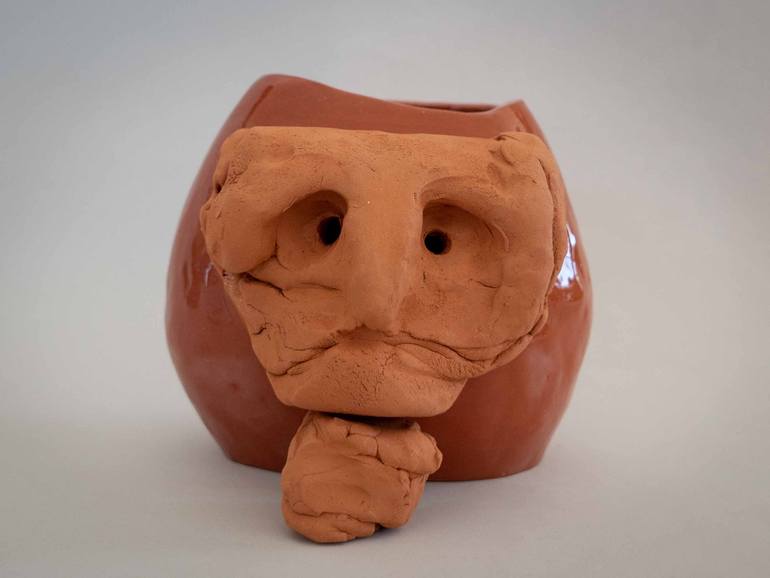 Vase with a thinking face Sculpture by Anna Filatova | Saatchi Art