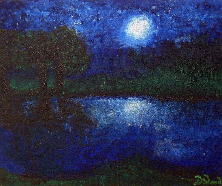 silver moon Painting by daniella wood | Saatchi Art