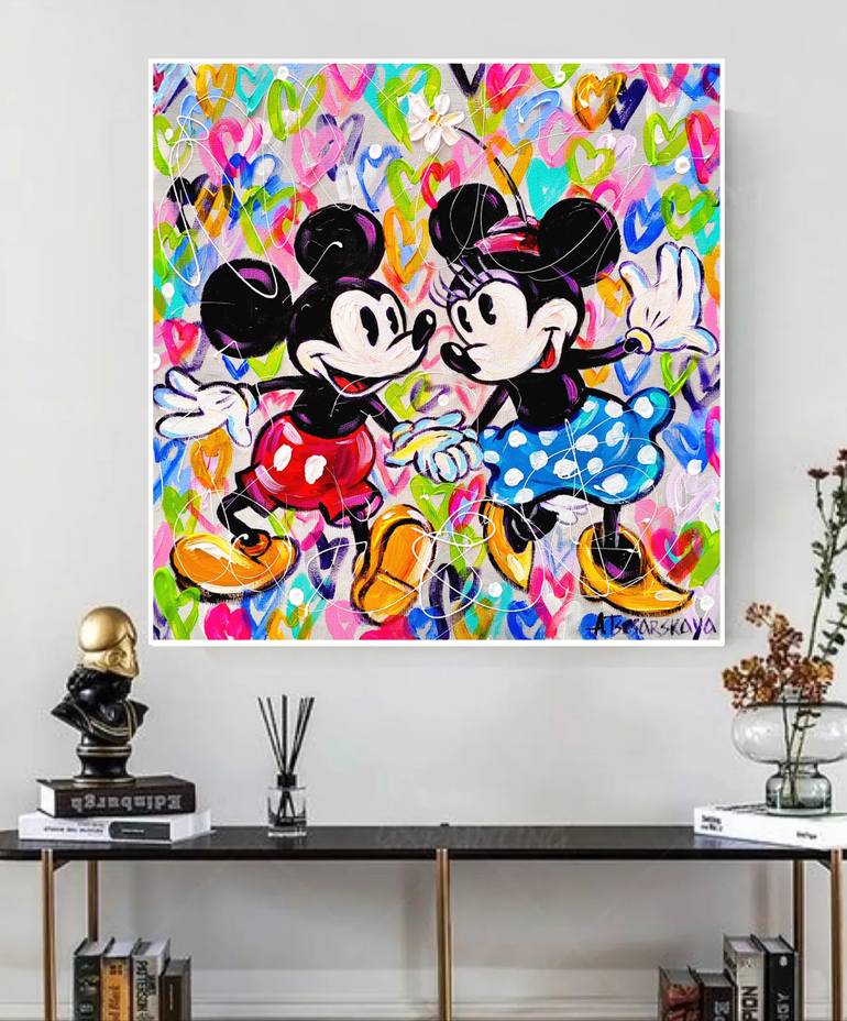 Mickey and Minnie mouse in love Painting by Aliaksandra Tsesarskaya ...