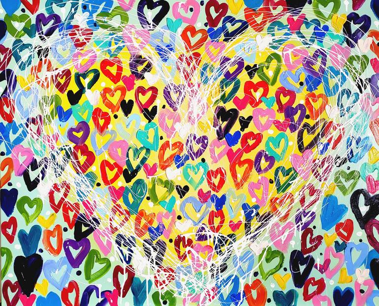 Amor, Amor - colorful heards Painting by Aliaksandra Tsesarskaya ...