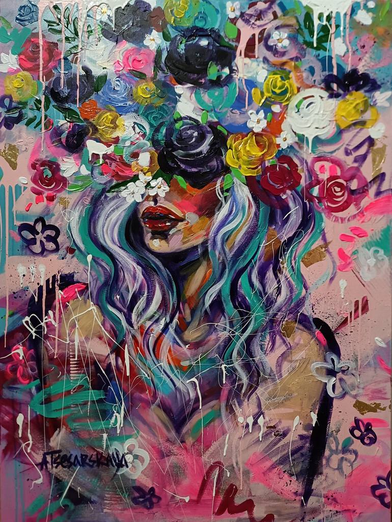 Emotions - original acrylic painting on canvas, interior decor, large ...