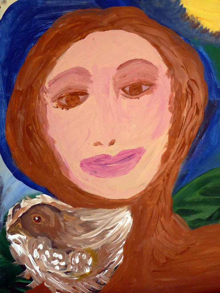 she sees a birds nest Painting by Beverly Peters | Saatchi Art