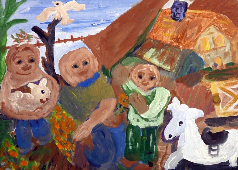 Children playing Painting by Beverly Peters | Saatchi Art