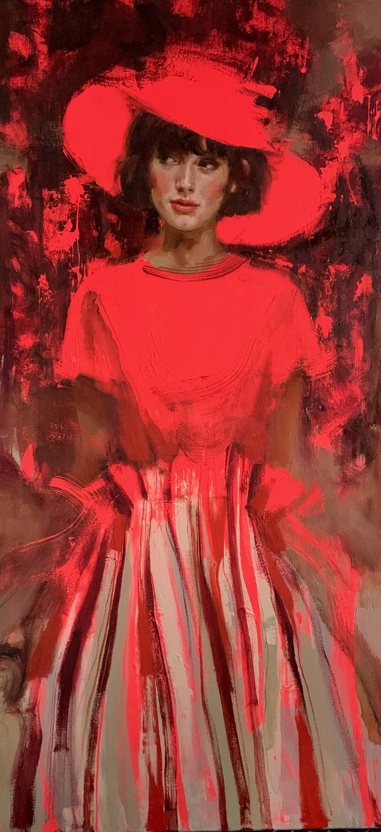 Lady in Red Printmaking by Irene Sheri Vishnevskaya | Saatchi Art