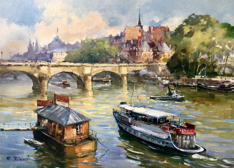PARIS LA SEINE AU VERT GALANT ET LE PONT NEUF Painting by ROBERT RICART ...