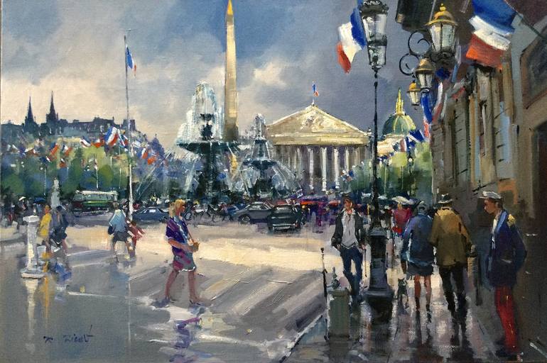 PARIS 14 JUILLET A LA PLACE DE LA CONCORDE Painting by ROBERT RICART ...
