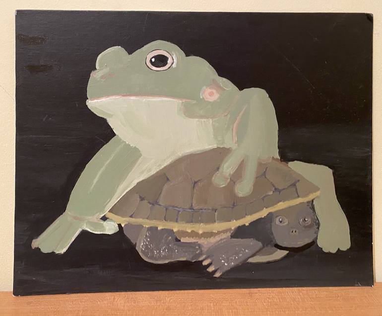 The Caring Frog And The Thankful Turtle Painting by Anthony Faragalla ...