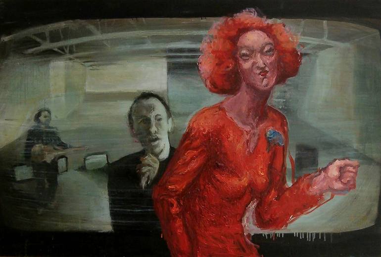 Red woman Painting by Predrag Damjanovic | Saatchi Art