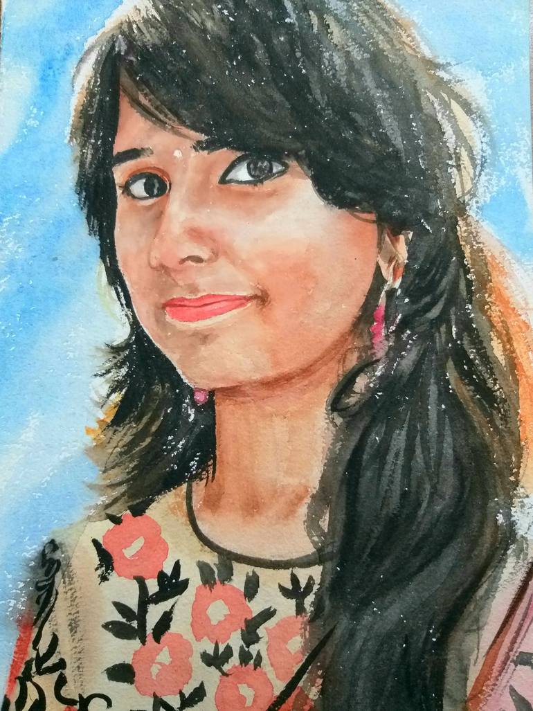 Girl Portrait Painting by HRISHABH CHOUDHARY | Saatchi Art