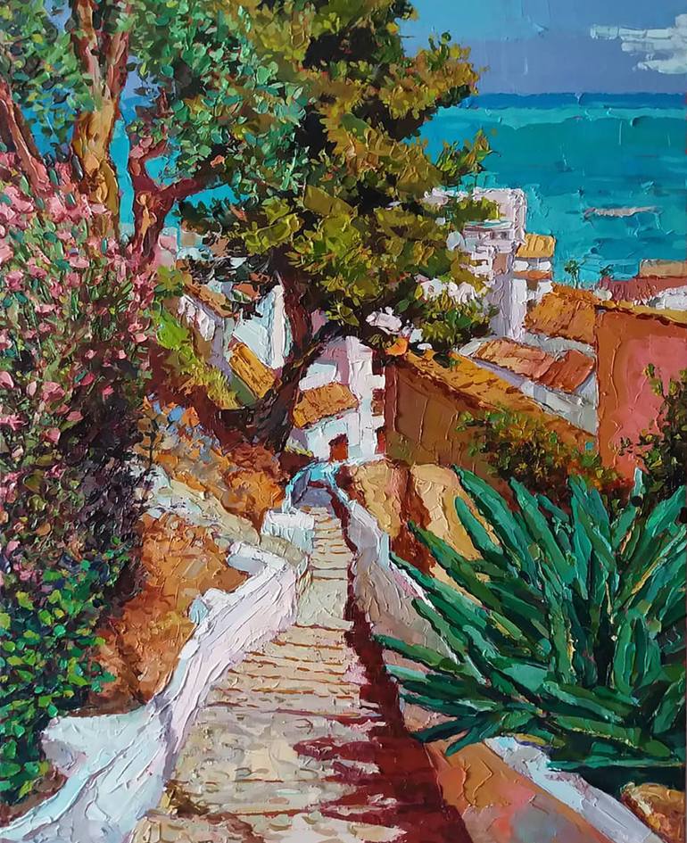 Stairway to sea Painting by Luis Rincón | Saatchi Art
