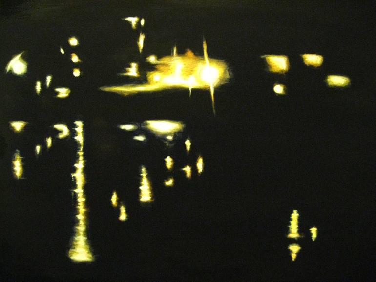 Canal At Night Painting by Rachel Perry | Saatchi Art