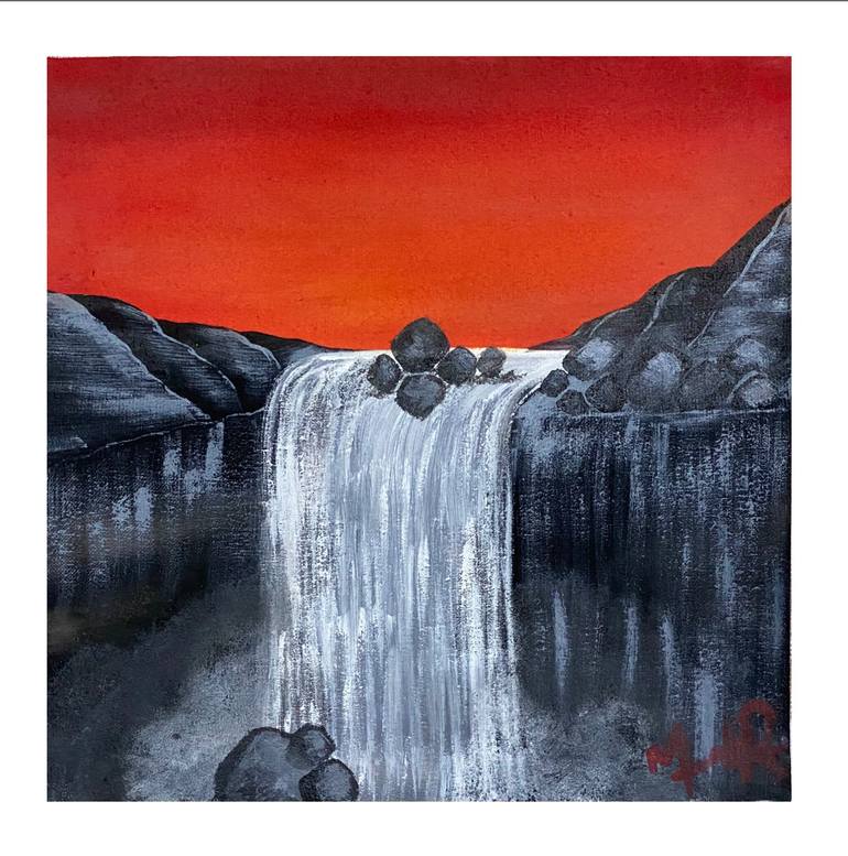 The Valley of Waterfall Painting by Maha Rashid | Saatchi Art