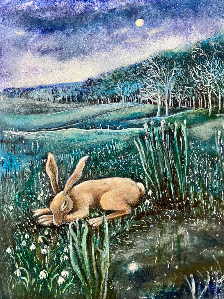 Imbolc hare Painting by Judy Jones | Saatchi Art