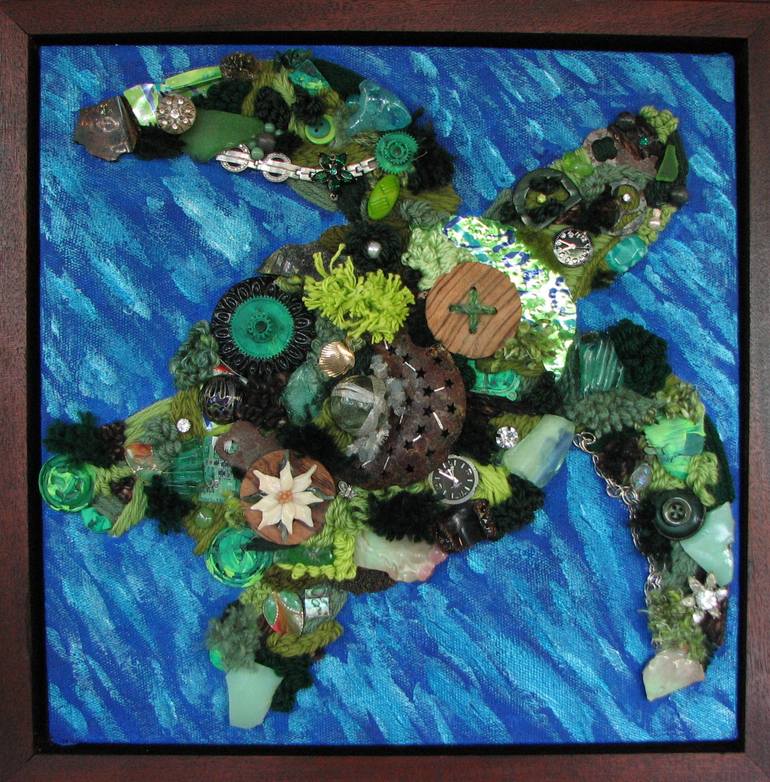 Sea Turtle Collage by Deborah Sherron Miller | Saatchi Art