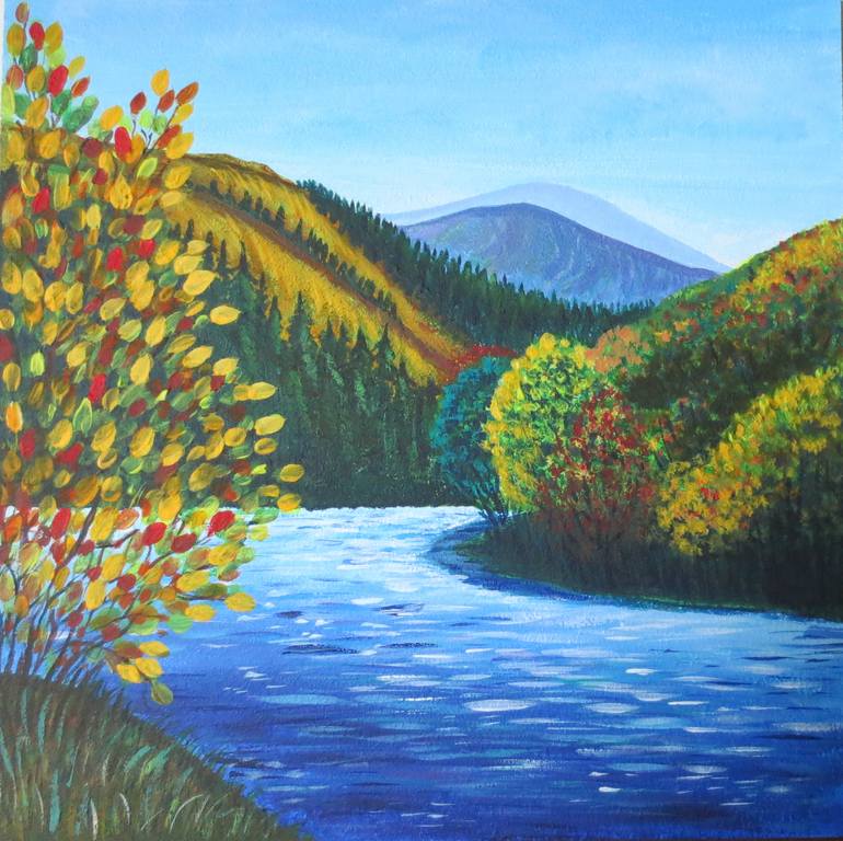 Fall in the mountains Painting by Kateryna Komar | Saatchi Art