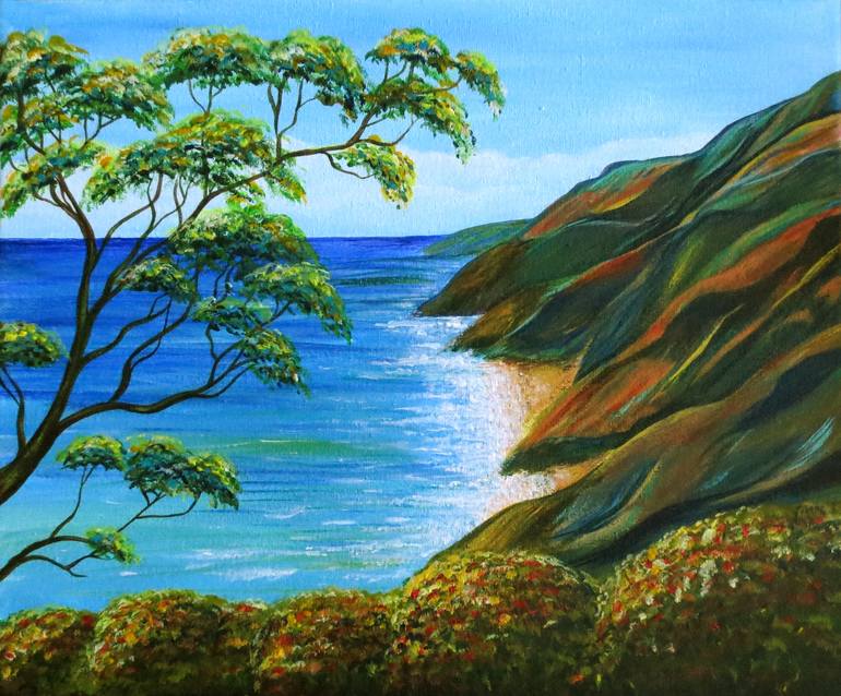 Walking to the sea Painting by Kateryna Komar | Saatchi Art