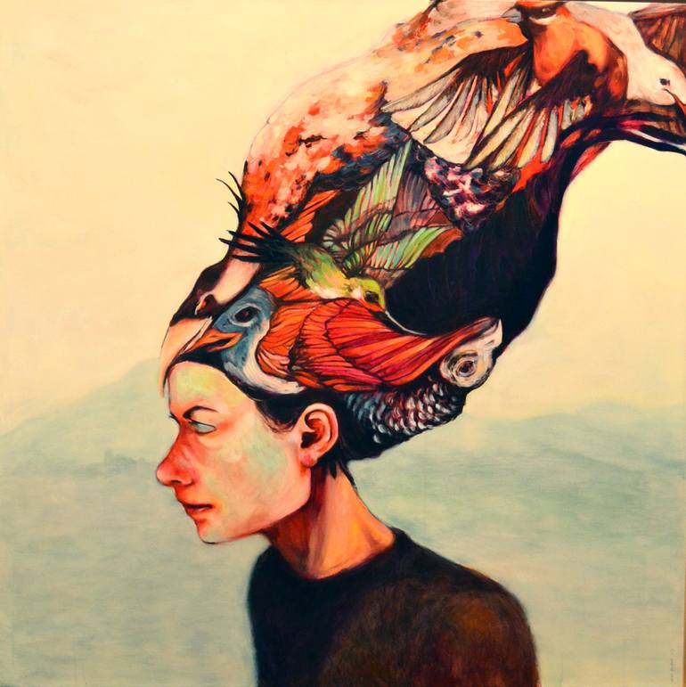 Lady Bird Painting by Aleks Bartosik | Saatchi Art