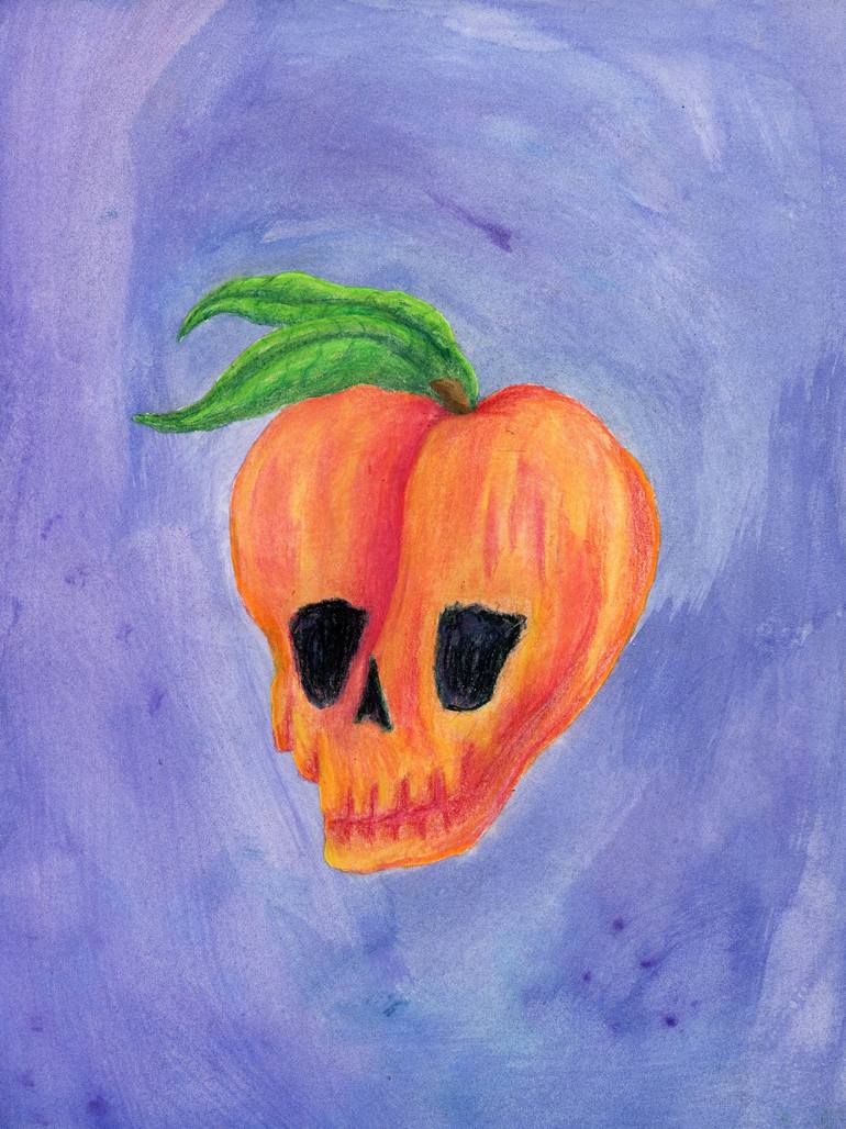 Peach skull Painting by Jamie Chihuan | Saatchi Art