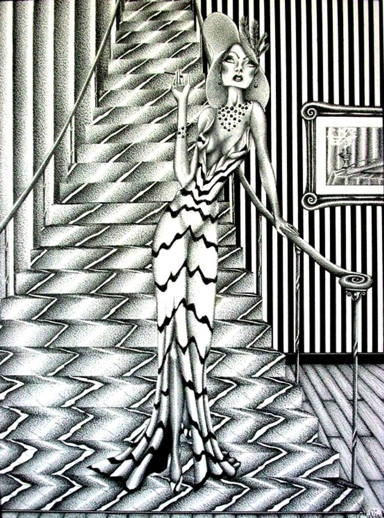 Elegante Drawing by Nadia Djakouane | Saatchi Art