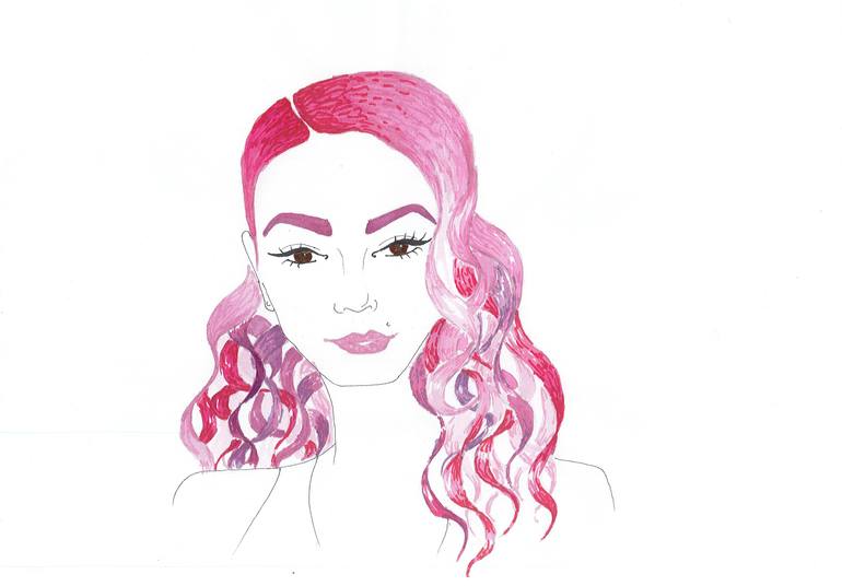 Pink Portrait Painting by Ty J'Adore | Saatchi Art
