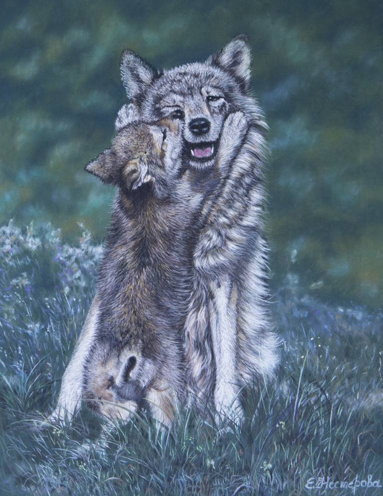 Wolves. Painting by Elena Nesterova | Saatchi Art