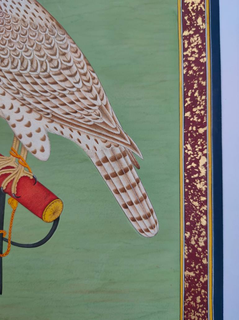 Mughal Falcon vintage Painting , miniature falcon original watercolor ...