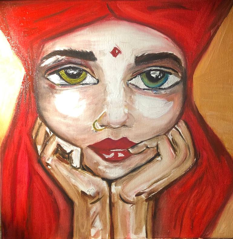 “Fire woman” Painting by Vasilisa Norina | Saatchi Art