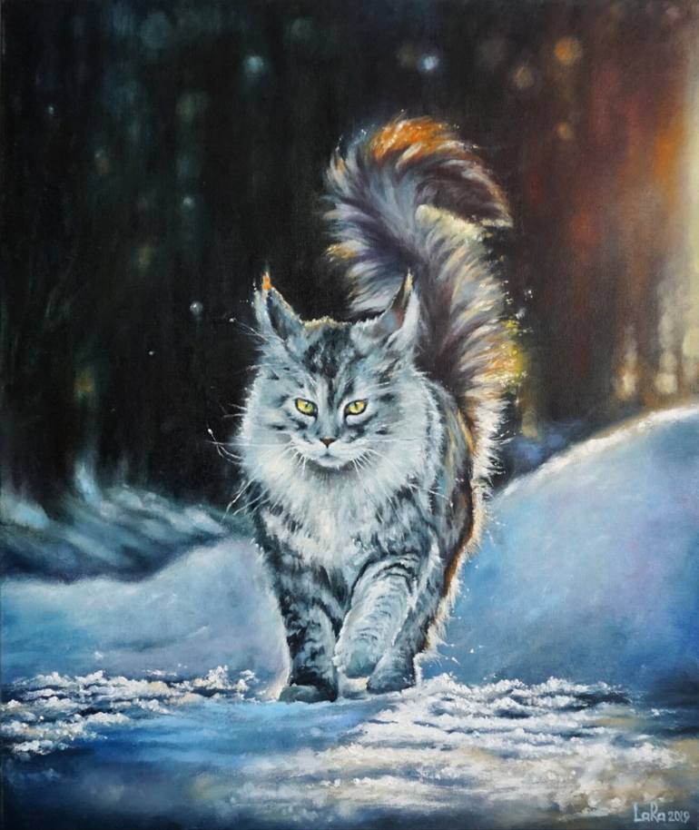 Winter hunting Painting by Lara Gamayunova | Saatchi Art
