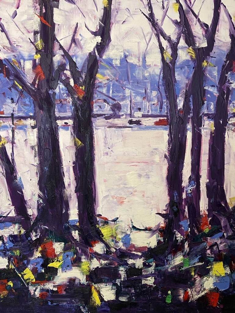 Rheinufer Painting by Karol Rousin | Saatchi Art