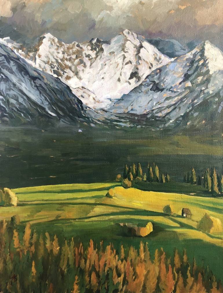 Golden peaks Painting by Anna Bondar | Saatchi Art