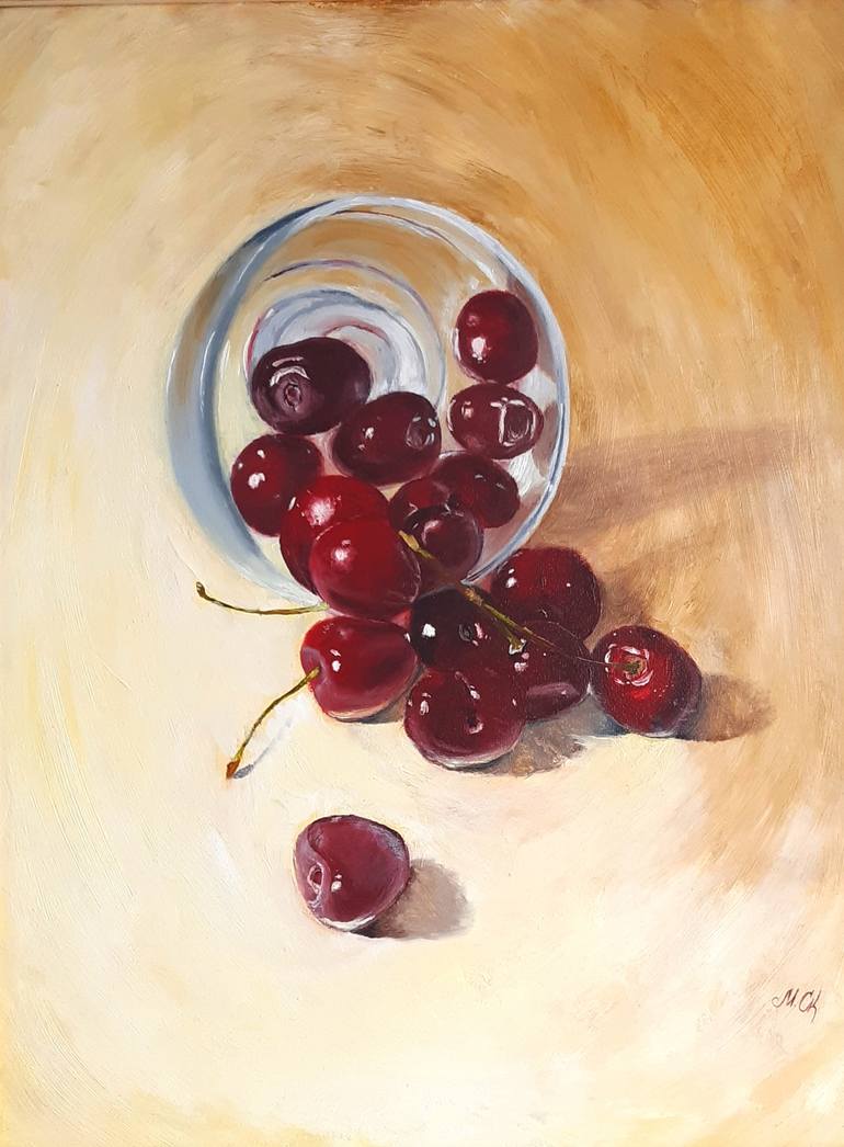 Ripe cherries Painting by Marina Skiba | Saatchi Art