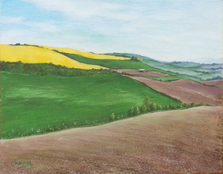 Spring Field Painting by Charlie Zhao | Saatchi Art