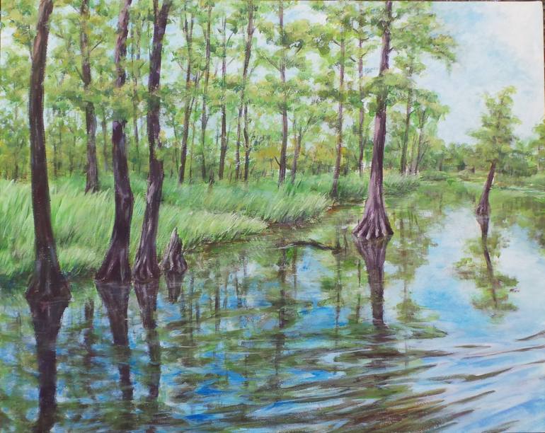 Big Thicket on the Neches River Painting by Charlie Zhao | Saatchi Art