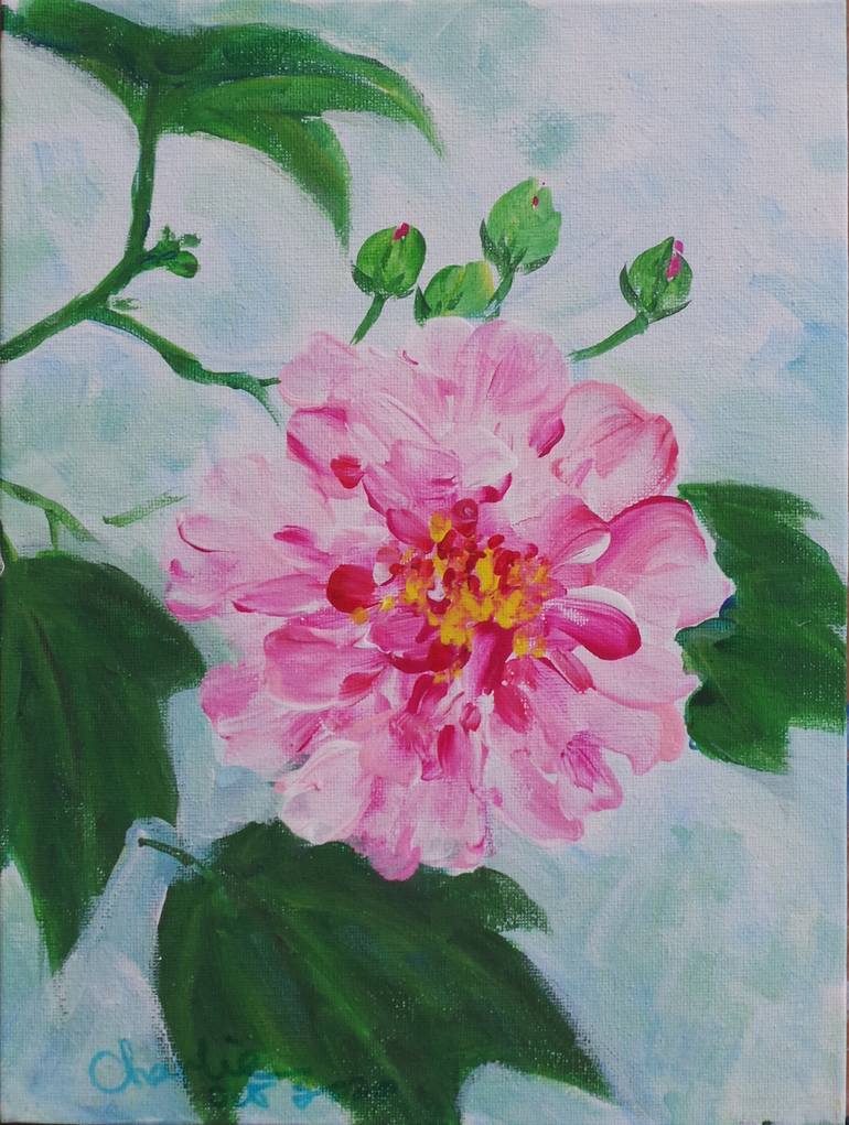 The Hibiscus Painting by Charlie Zhao | Saatchi Art