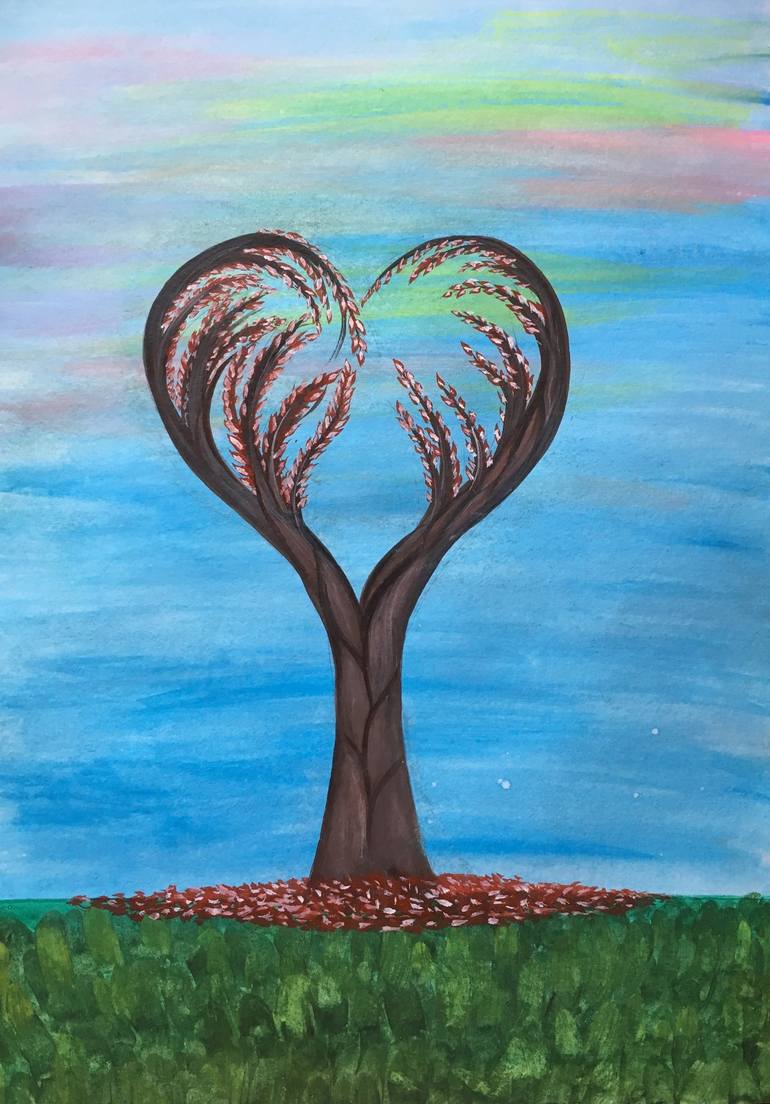 Abstract Heart Tree Paintings
